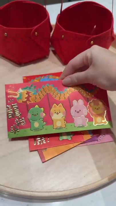 L&S Gifted Stationery CNY 3D 烫金加厚红包 6pcs 2024 CNY Dragon Year Angpao 3D ...