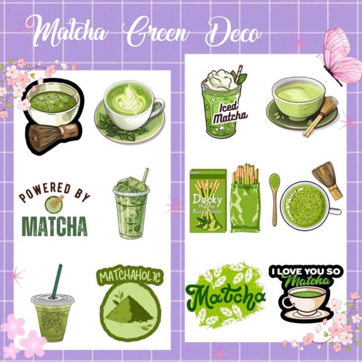 Matcha Green Decorative Waterproof Vinyl Sticker Pack Die-Cut | Lazada PH