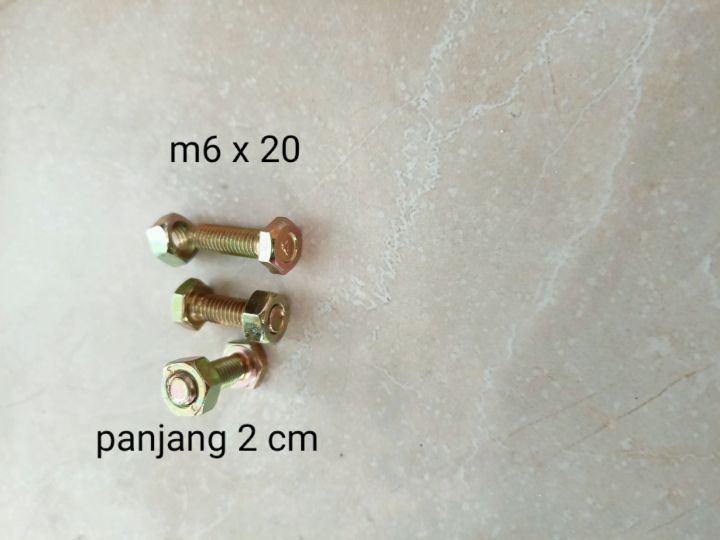 Baut mur 10 m6 x 20 hexagonal m6 x 20 /baut mur kuning m6 x 20 kunci 10 ...