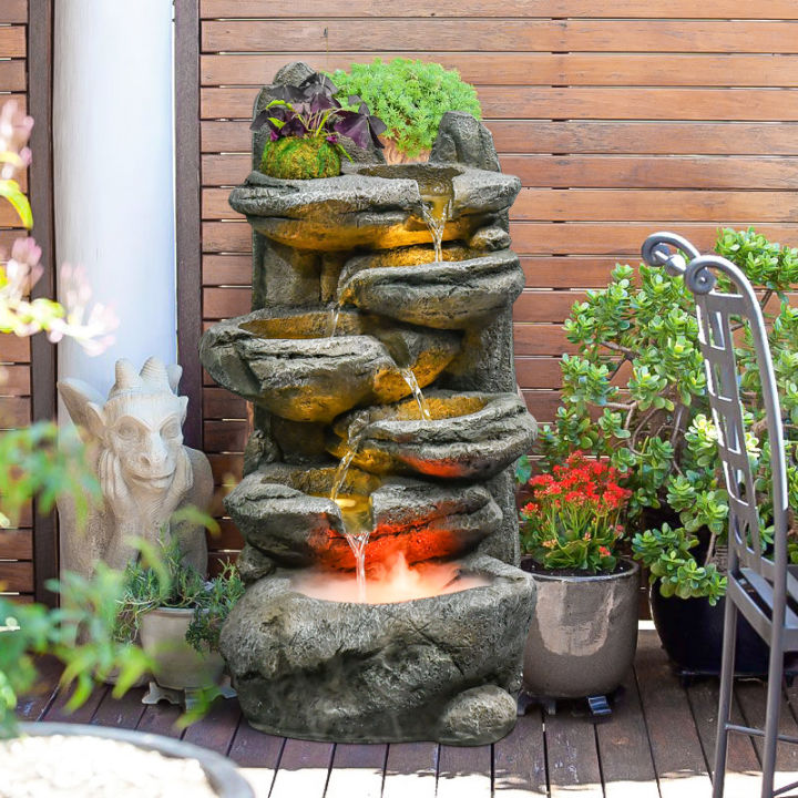 Rural Landscape Waterfall Fountain Large Decorative Item Recirculating ...
