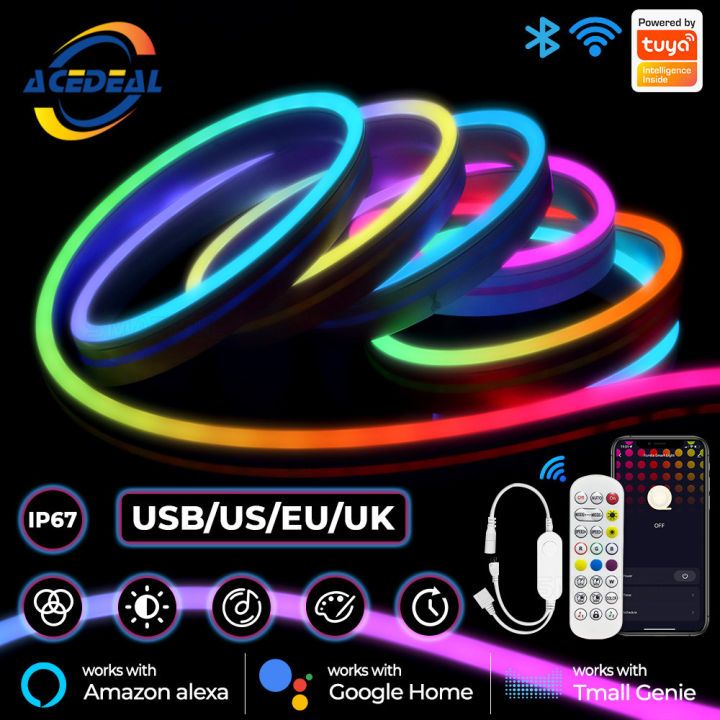 AceDeal Programmable LED Strip Light 12V RGBIC Neon Light 5Meters Smart ...