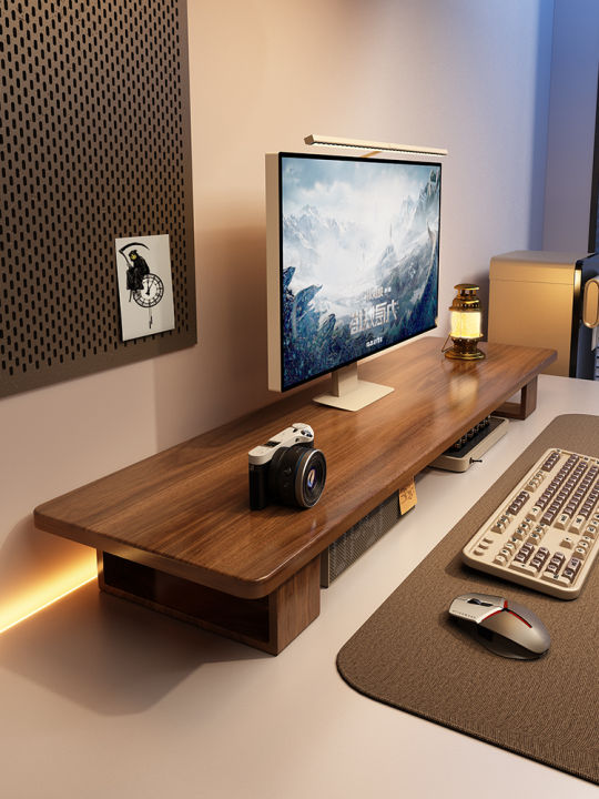Elevated Solid Wood Computer Monitor Stand Office Desk Base Home High ...