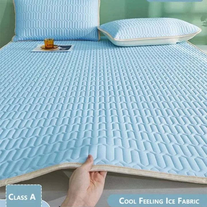 Cool Feeling Mattress Cover Single/Double/Queen Bed Sheet Summer Cool ...