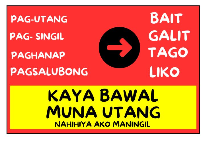 Bawal Utang Signage A4 Size Laminated | Lazada PH