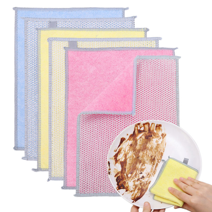 Steel Wire Dishwashing Cloth Non-stick Oil Double-sided Silver Wire Rag ...