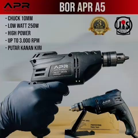 Bor listrik 10mm APR JAPAN type AP05 PROMAX LOW WATT FULL FITUR besi beton kayu sekrup semua ...