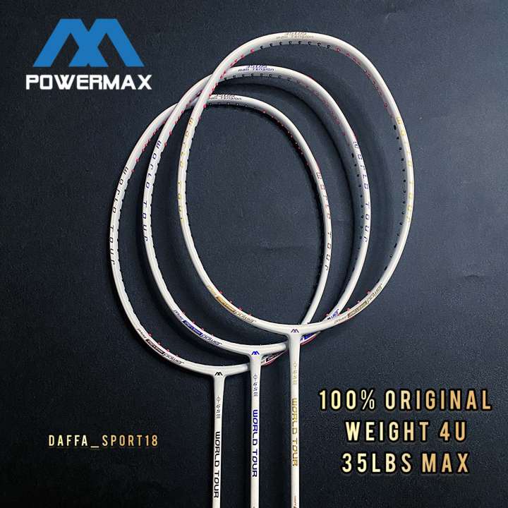 RAKET BADMINTON POWERMAX WORLD TOUR ORIGINAL 35 LBS SIAP PAKAI | Lazada ...