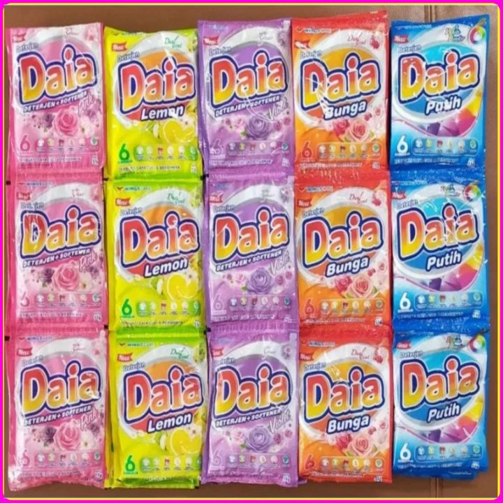 DAIA detergen bubuk dan softergen sabun cuci pakaian 1 renceng atau 6 ...