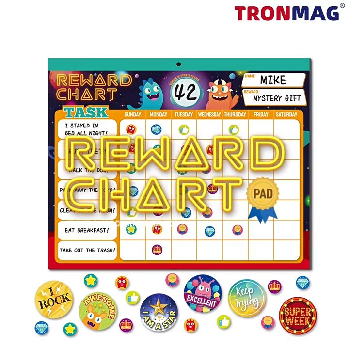 Magnetic Behavior Reward Charts with Stickers for Kids, Weekly Calendar ...