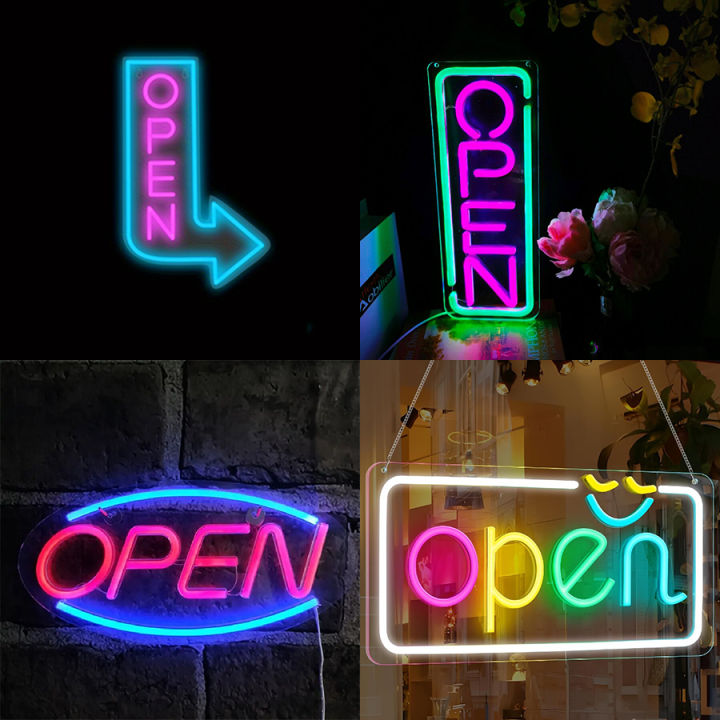 LED Bright Open Neon Sign, Powered by USB with ON/OFF Switch, RGB Open ...