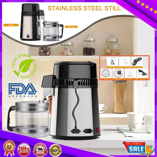 TTLIFE Water Distiller, 4L Brushed 304 Stainless Steel Household ...