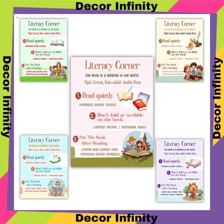 Poster Dinding LITERACY CORNER Poster sekolah edukasi belajar anak | Lazada Indonesia