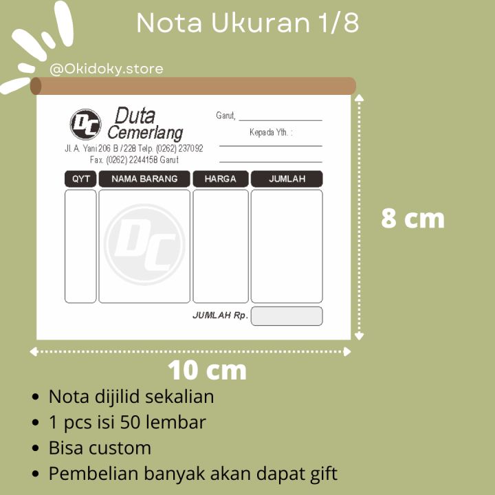 Cetak nota custom online shop ukuran 1/8F | Lazada Indonesia