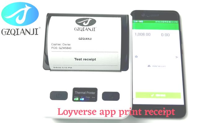 GZQIANJI 80mm Mini Portable Thermal Printer Bluetooth Wireless Receipt Printer Support PC ...