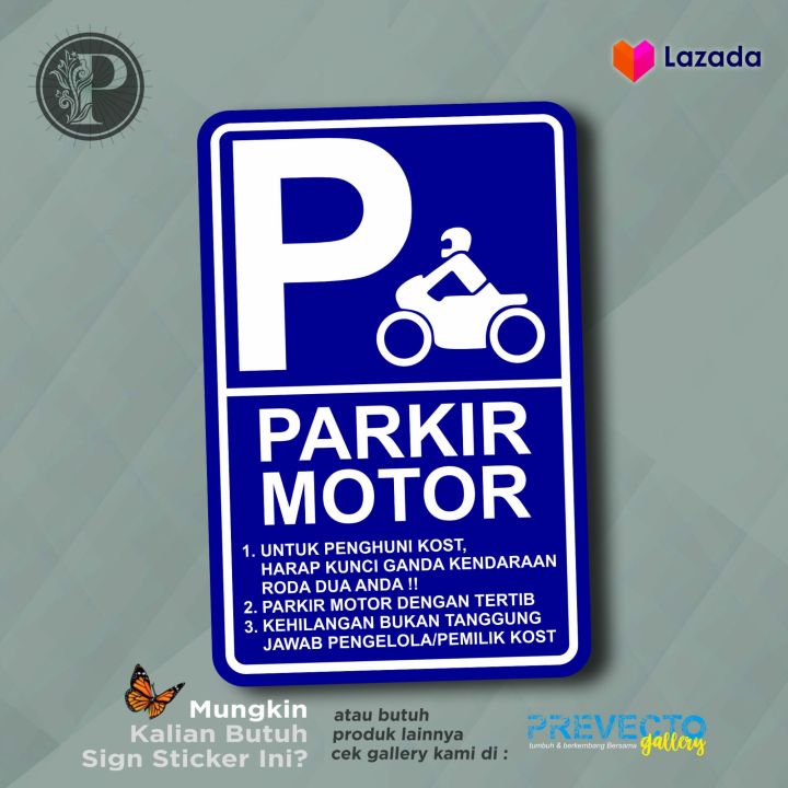Sticker Safety Sign K3 Rambu Tata Tertib Parkir Motor Penghuni Kost ...