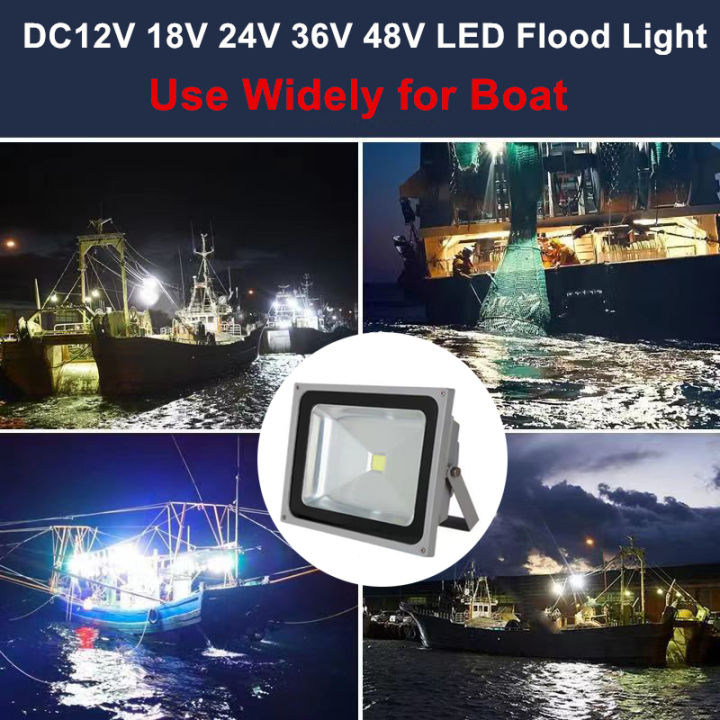 Angelila 10W 20W 30W 50W 100W DC12V-DC24V LED Flood Lights Portable Fishing lamp Daylight White ...
