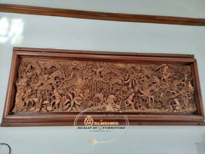 Dekorasi Hiasan Dinding Ukiran Relief 3D Asli Dari Kayu Jati Perhutani ...