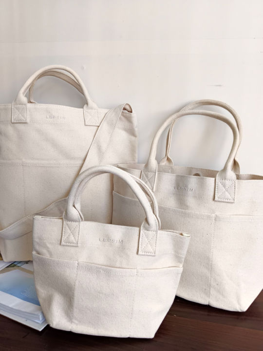 Embroidered Letter Canvas Tote Bag Japanese Pure Thick Handheld Tot Bag ...