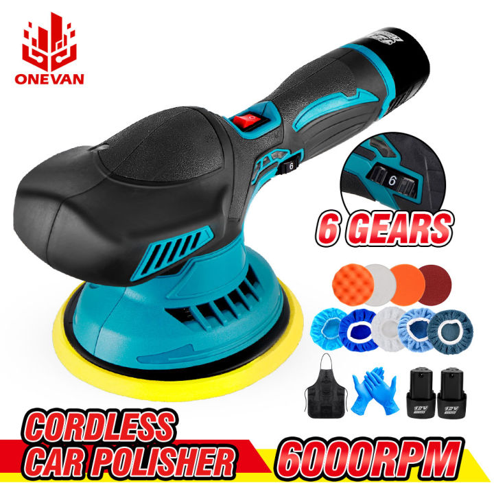12V 150MM Cordless Polisher 6000RPM Car Polishing Machine 6-Gears ...
