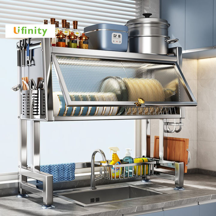 Lifinity Stainless Steel 304 Kitchen Cabinet Dish Rack Organizer with ... Lifinity Stainless Steel 304 Kitchen Cabinet Dish Rack Organizer with ...