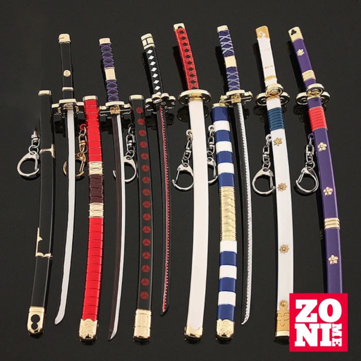 ZONIME Miniatur Pedang Zoro 26 Keychain Anime One Piece Shusui Sandai ...