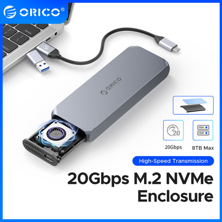 ORICO 20Gbps M.2 NVMe SSD Enclosure Adapter Tool-Free USB C 3.2 Gen 2 PCIe3.0 SSD 1TB with Metal ...