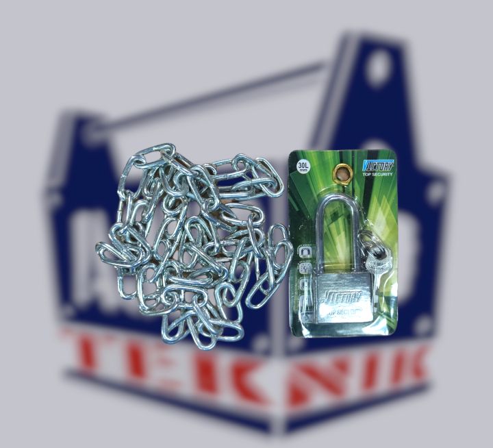 Paket rantai besi 1/8mm + gembok 30mm panjang murah meriah | Lazada ...