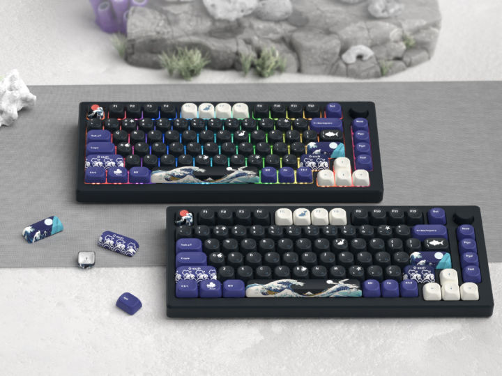 WOMIER 134 Key Black coral sea MOA Profile PBT Keycaps Dye-sublimation ...