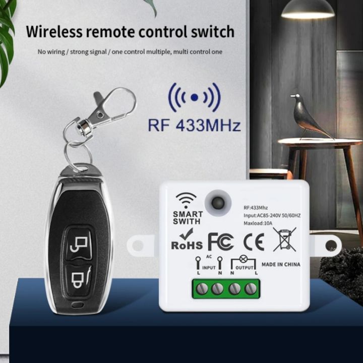 Wireless RF 433Mhz Remote Control Switch 10A Relay Receiver With ON/OFF ...