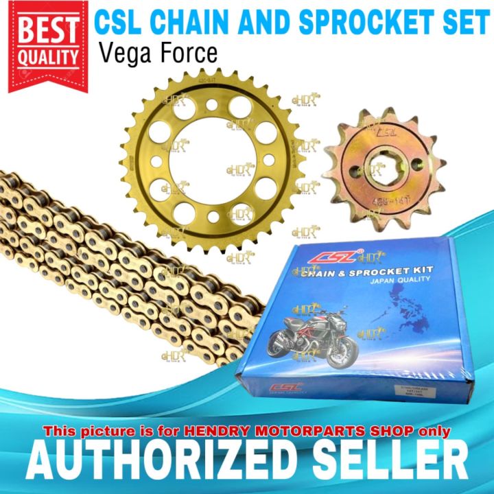 CSL Gold Chain and Sprocket Set for YAMAHA Vega Force Motorcycle ...