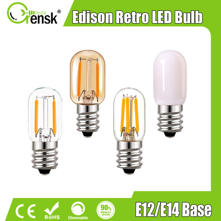 E12 E14 Mini Led Light Bulb T20 1W 2W Candelabra Edison Bulb Antique Retro Tubular Warm White ...