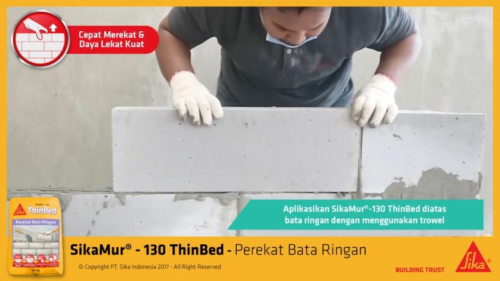 Mortar Instan SikaMur 130 Thinbed Lem Perekat Bata Ringan 40Kg | surabaya | Lazada Indonesia