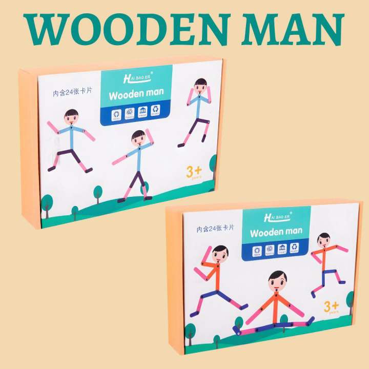 Wooden Stick Man Wooden Educational Montessori Toys for kids - Blue ...