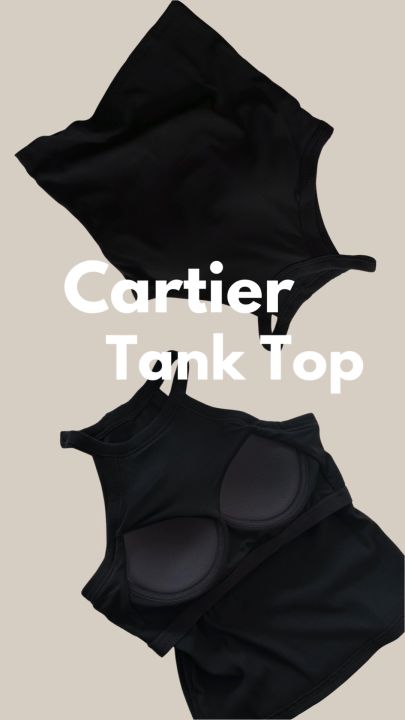 Cartier Tank Top เสื้อกล้ามคล้องคอ เว้าไหล่ เข้ารูปพอดีตัว มีซัพฟองน้ำ ...