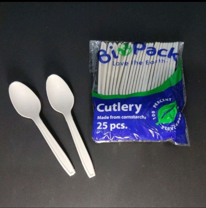 Disposable Spoons Cornstarch Biodegradable BioPack (25pcs/pack) | Lazada PH