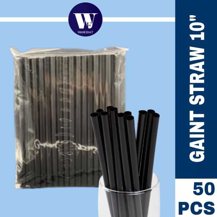 [50Pcs] GIANT STRAW BLACK 10" / PENYEDUT MINUMAN BOBA | Lazada