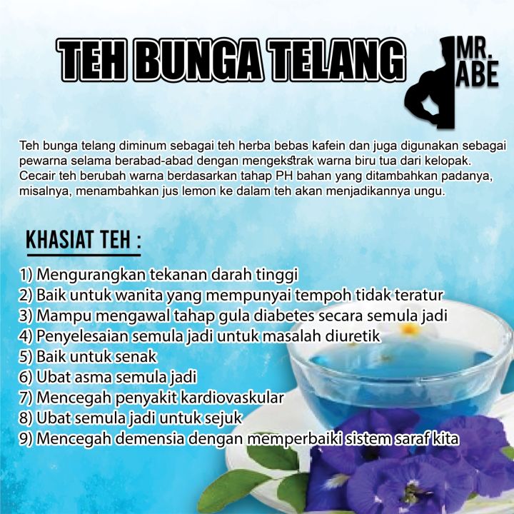 Teh Bunga Telang Butterfly Blue Pea 100% Original Asli Tanpa Campuran ...