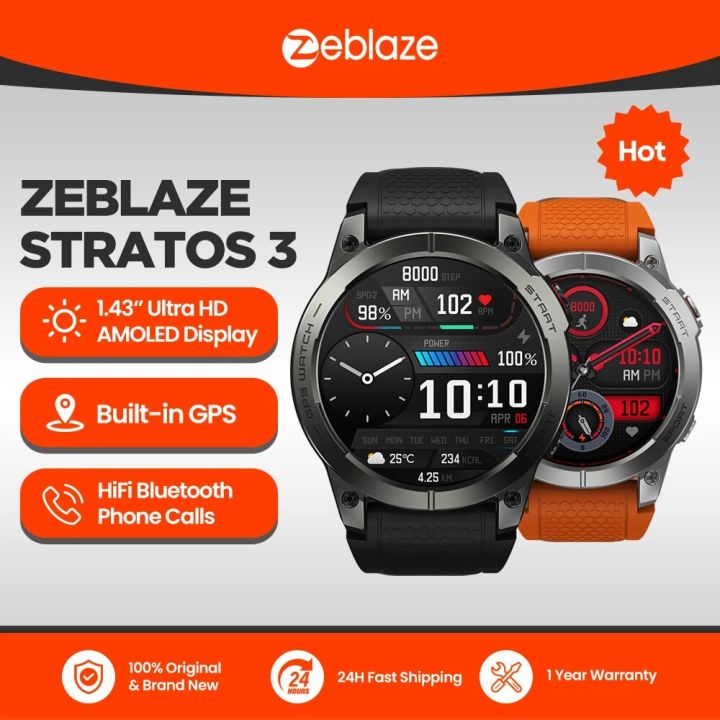 Zeblaze Stratos 3นาฬิกาอัจฉริยะสมาร์ทวอท์ช GPS ระดับพรีเมียมจอแสดงผลอะโมลเอชดีในตัว GPS HI-FI ...