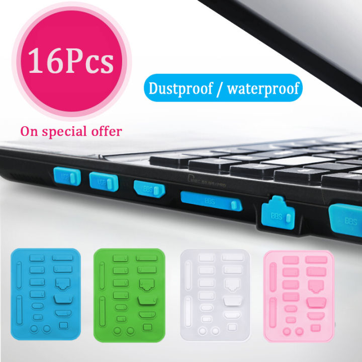 16Pcs/Set Colorful Soft Silicone Anti Dust Plug Cover Stopper Laptop ...