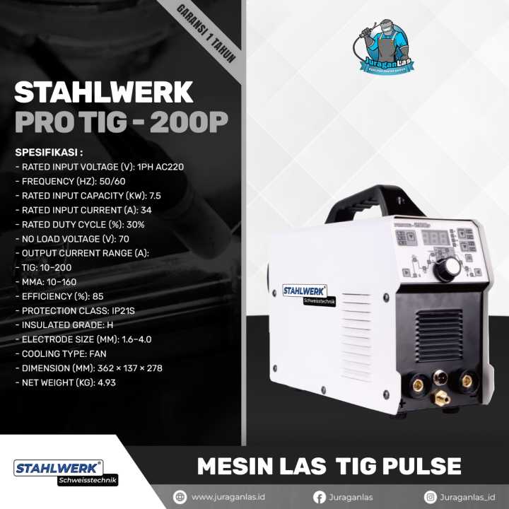 Stahlwerk PROTIG-200P Mesin Las Argon DC TIG Pulse 200A | Lazada Indonesia