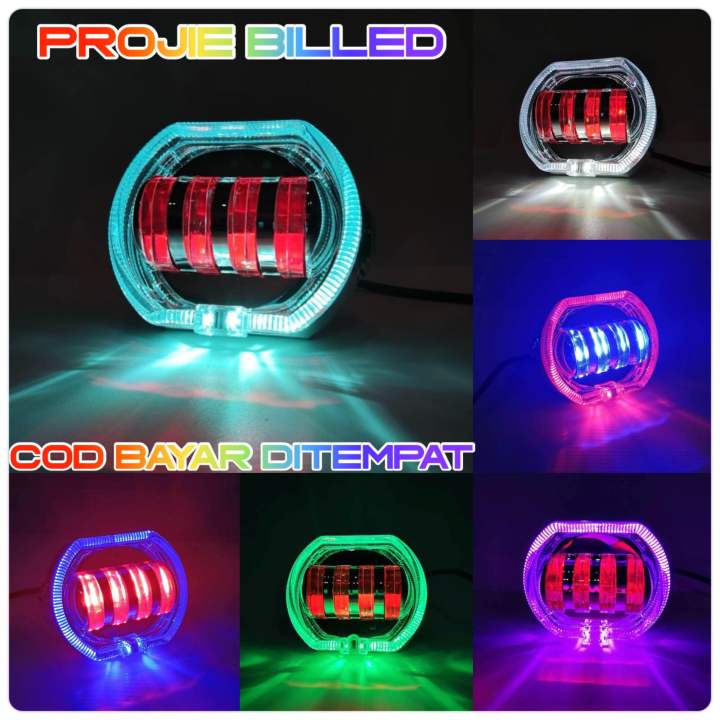 Lampu Depan Biled+Shroud Model Daymeker projie 4 mata Led Universal PNP ...