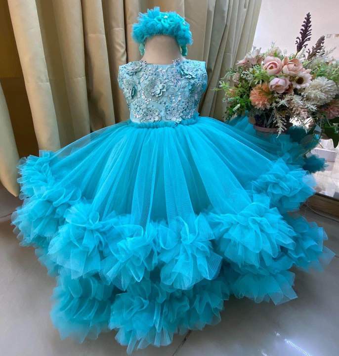 TRENDY turquoise kids dress PANG BIRTHDAY PHOTOSHOOT FLOWER GIRLS ...