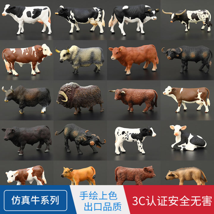Realistic Solid Animal Model Toys for Children Wild Cattle Bull Buffalo ...