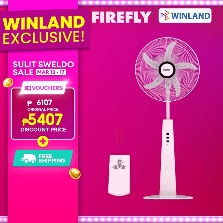 Firefly by Winland 18 inch Rechargeable Stand Fan with LED Night Light ...
