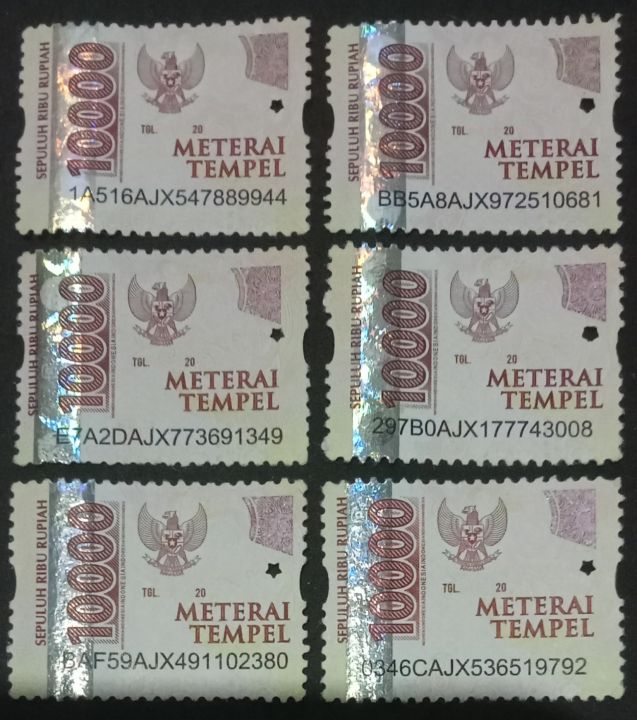 Materai 10000 Asli 15 pcs ( Tanpa lem ) | Lazada Indonesia
