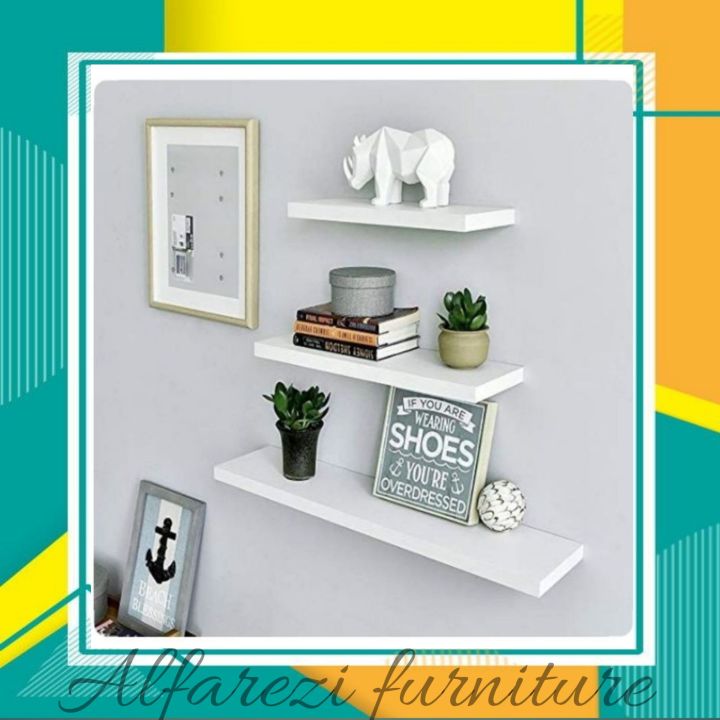 Rak hiasan dinding tempel tembok 3 susun minimalis | Lazada Indonesia