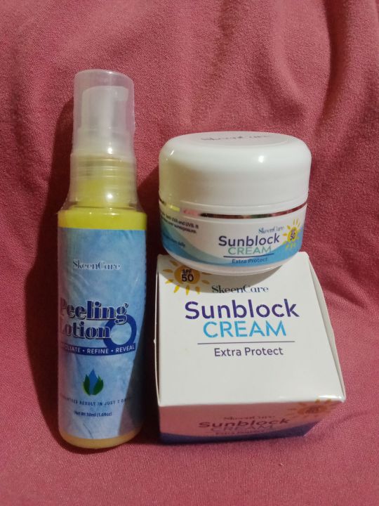 2in1 SkeenCare Peeling Lotion 50ml + SkeenCare Sunblock SPF50 Cream 10g ...