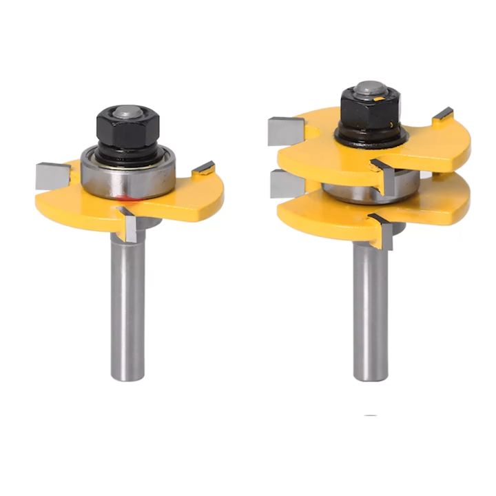 2pcs Tongue and Groove Set Router Bit 3 Teeth T-type Square Tooth Tenon ...