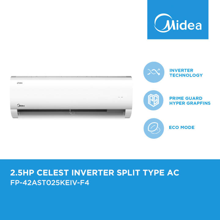 MIDEA 2.5HP CELEST SPLIT TYPE INVERTER AIRCON(INSTALLATION NOT INCLUDED ...