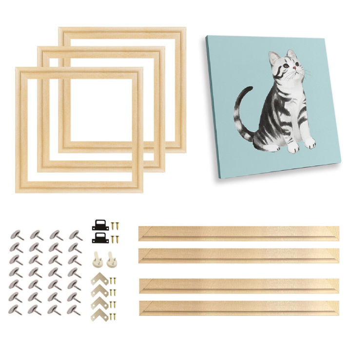 Square DIY Natural Wooden Pictures Frame For Wall Canvas 30X30 40X40 ...